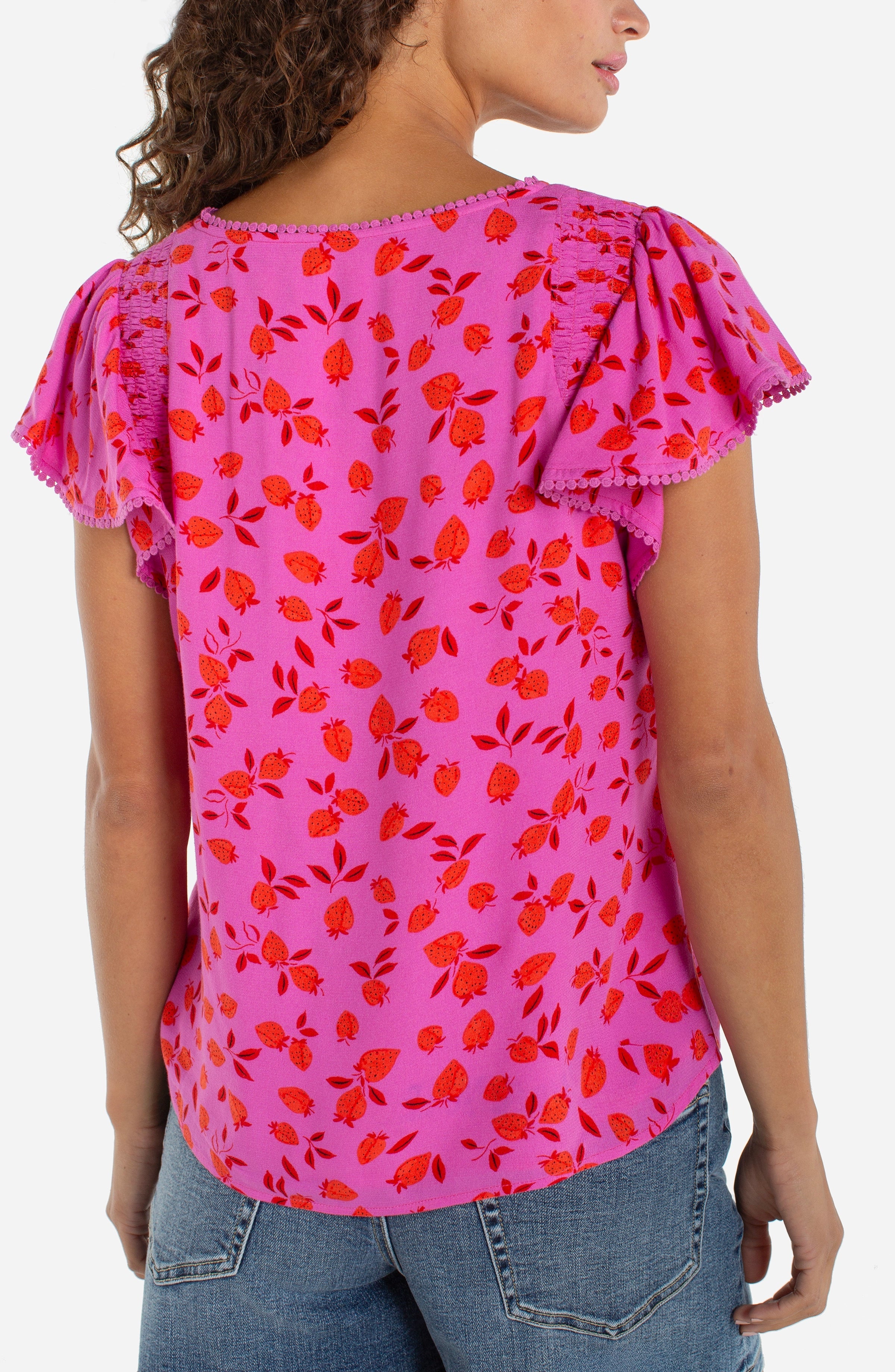 Short Slv Flutter V Neck Woven Top – Rachelle M. Rustic House Of Fashion